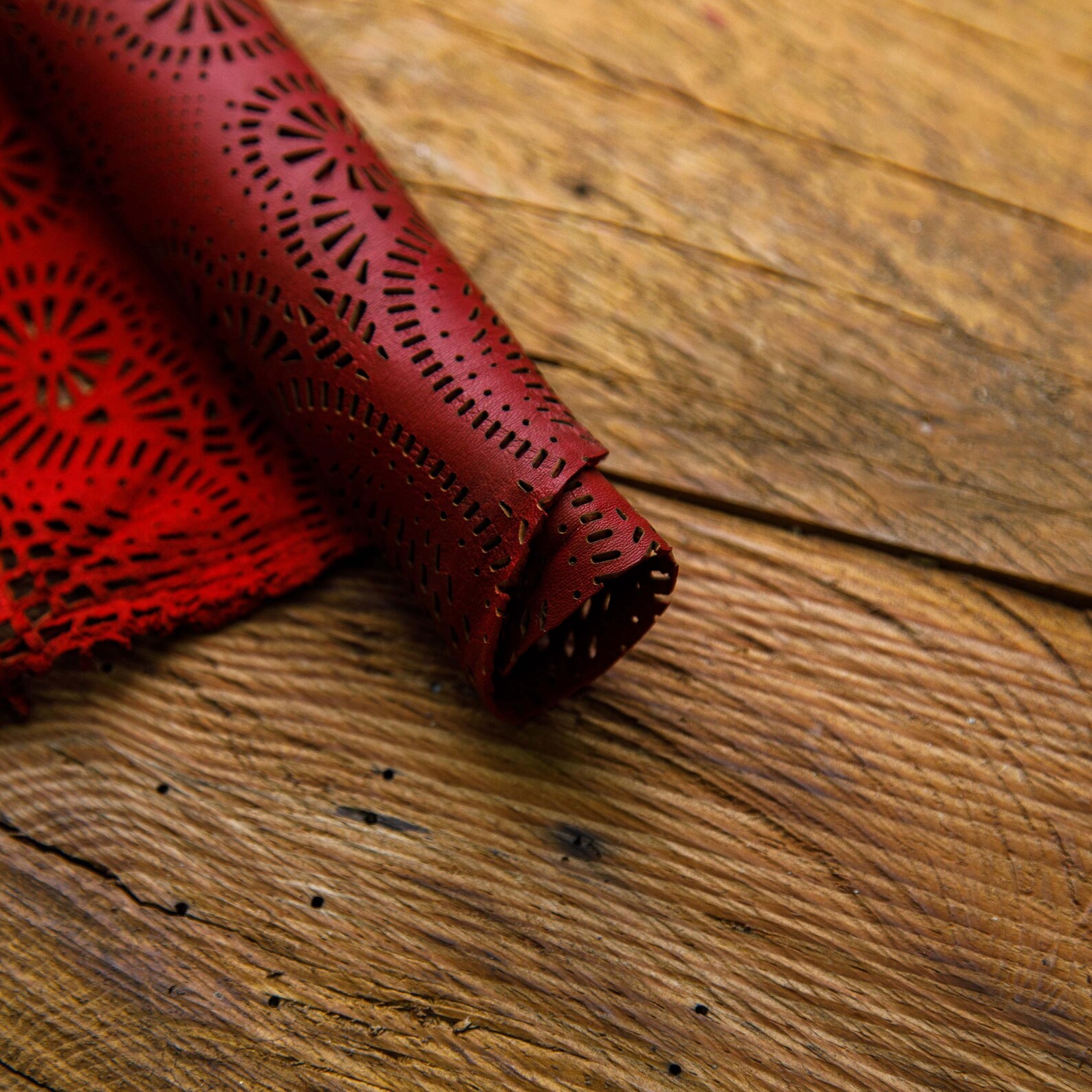 Red Laser Cut Cowhide Leather With Latest Pattern, Crafts ...