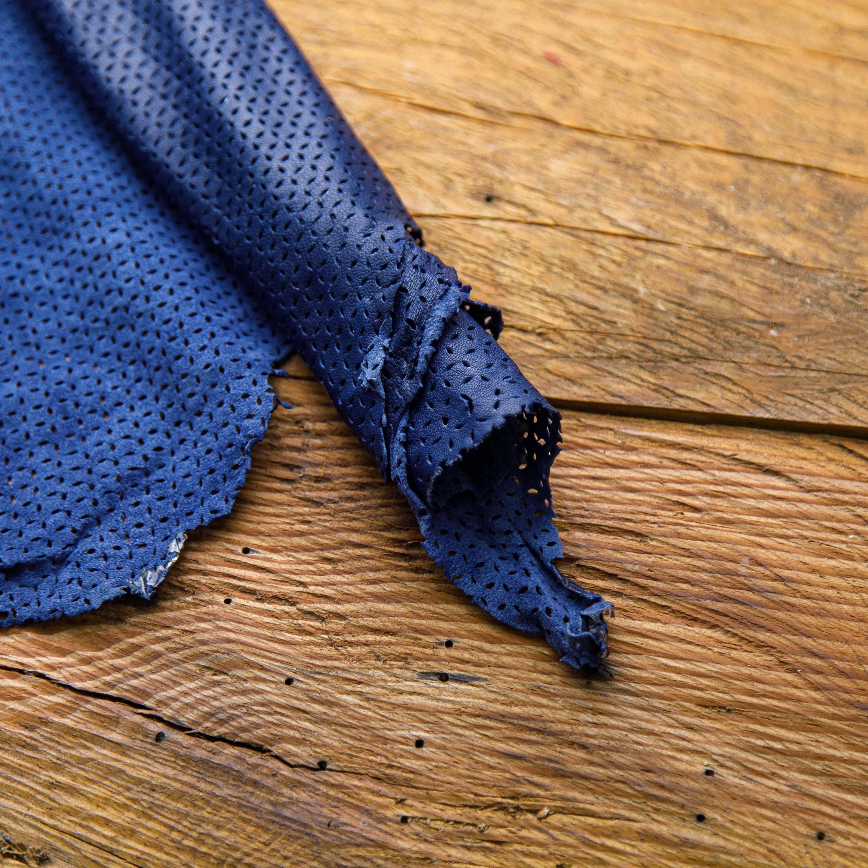 Navy Blue Mesh Pattern Perforated Soft Leather Leather Skins | Leather ...