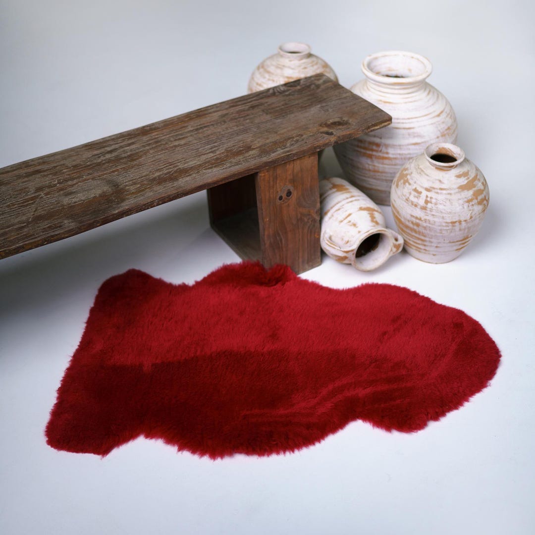 Red Sheepskin Rug A Bold Statement for Modern Homes LEATHER HUB - Etsy