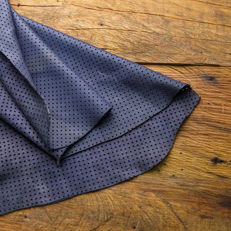 Midnight Navy Perforated Soft Leather, Pinhole Pattern, Cowhide ...