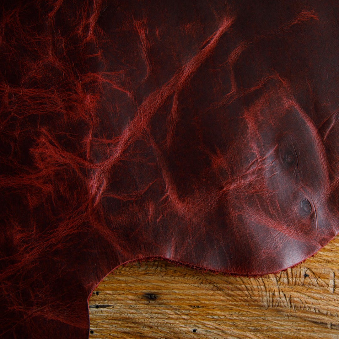 Rustic Red Crazy Horse Leather – Full-grain Pull-up Leather | Hide for ...