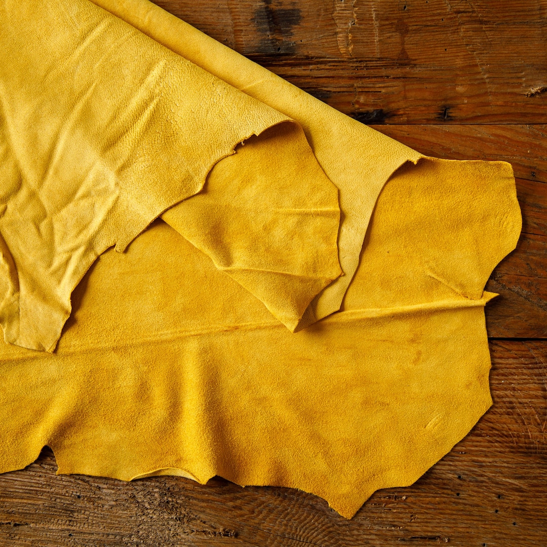 Golden Yellow Goat Suede Leather – Ultra-soft Genuine Goatskin for ...