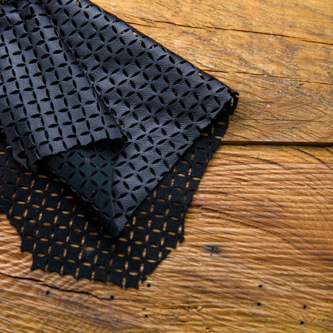 Black Laser Cut Cowhide Leather Perfect for Upholstery, Crafts ...