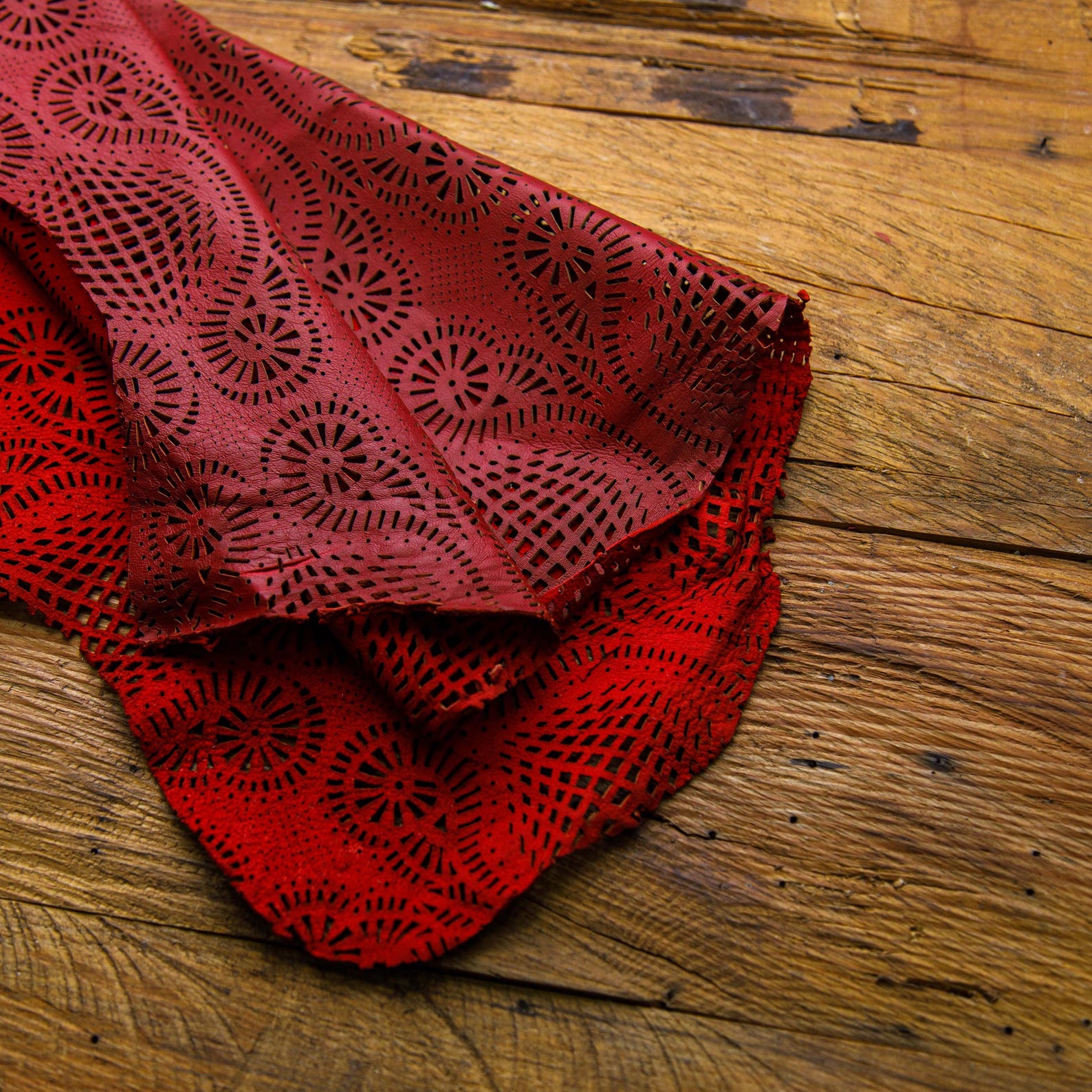 Red Laser Cut Cowhide Leather With Latest Pattern, Crafts ...