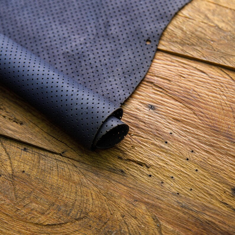 Midnight Navy Perforated Soft Leather, Pinhole Pattern, Cowhide ...
