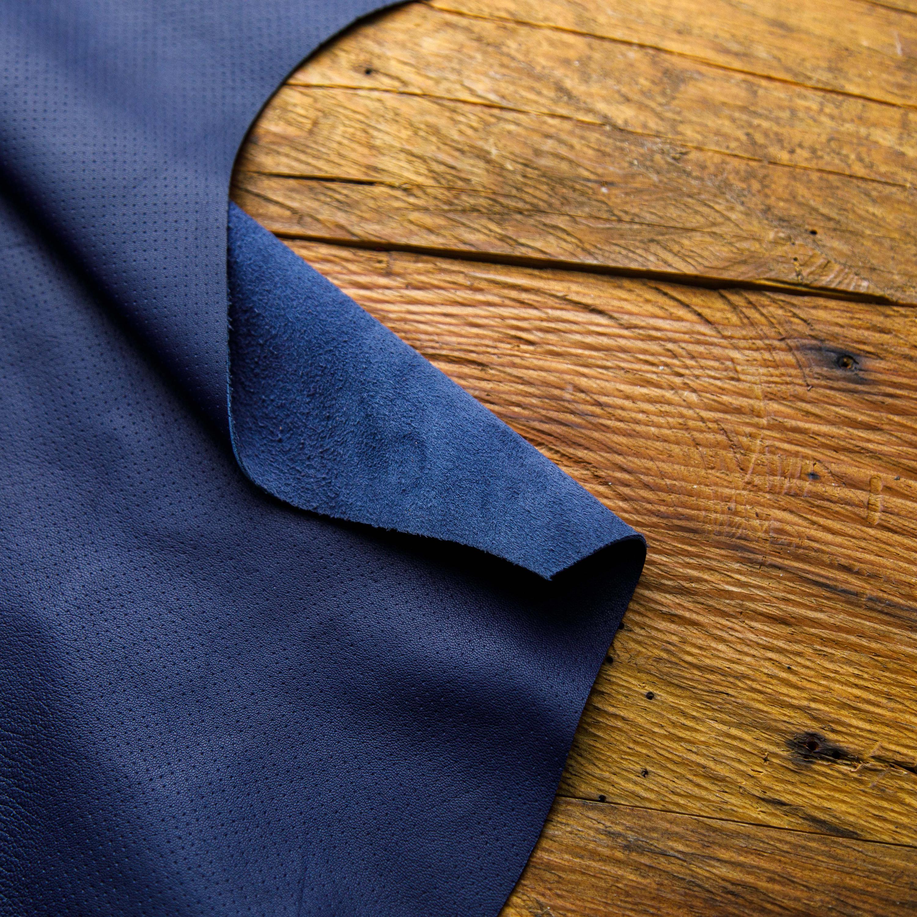 Navy Blue Pinhole Perforated Soft Leather – Leather Hide, Hides, Skin ...