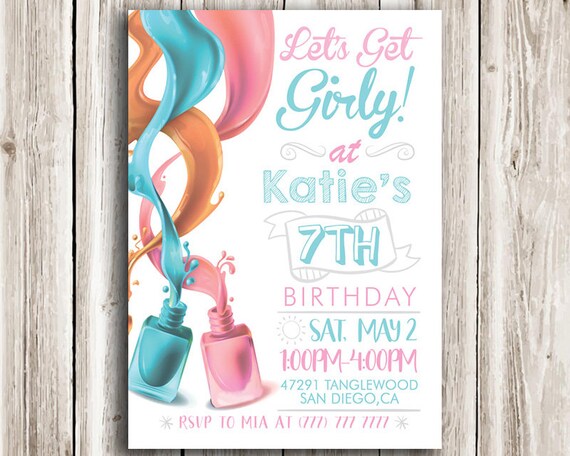 Nail Polish Birthday Party Invitation Relaxing Spa Birthday Party ...