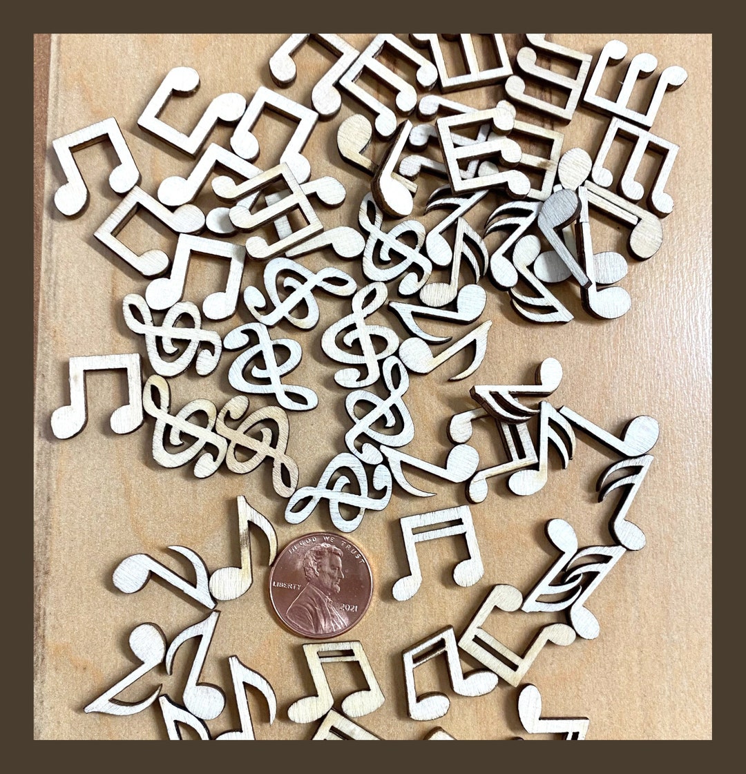 Wood Music Note, Mix, 48 Pieces, Treble Clef, Eighth Note, Quarter Note ...