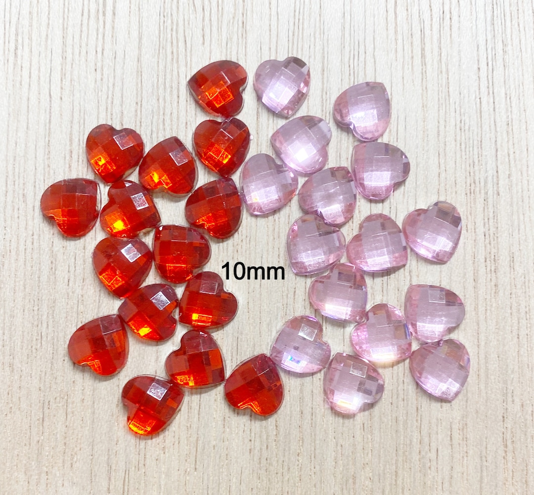 Heart Cabochon, Pink Heart, Red Heart Flat Back, 10mm, Scrapbooking, 10 ...