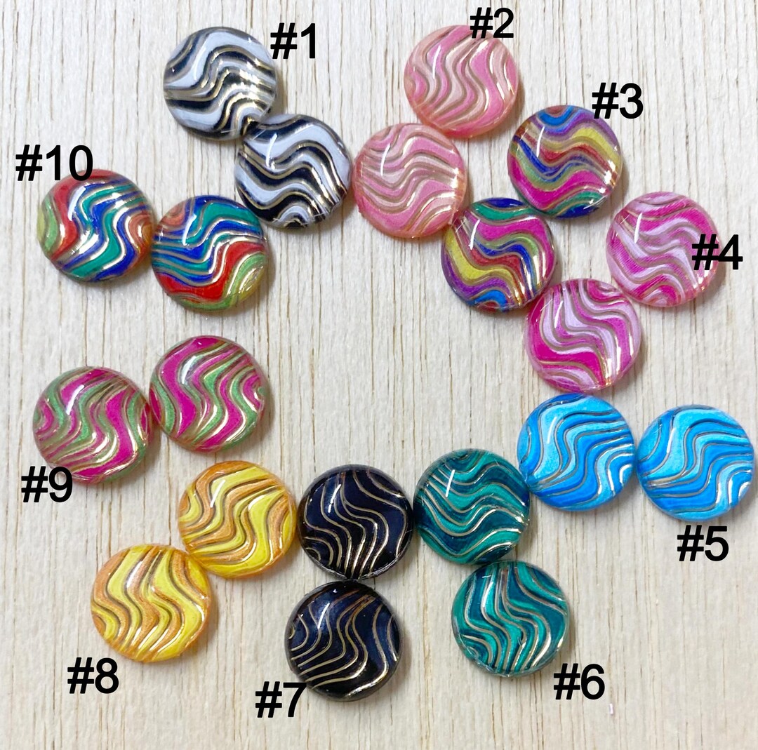 Half Round 10mm Ripple Flat Back, Stripe Flat Back, Cabochon, Plastic ...