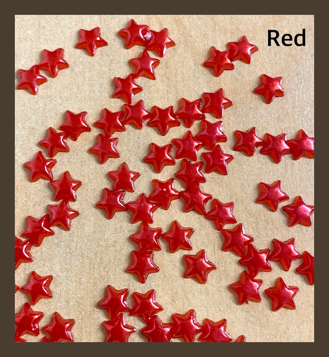 Tiny Red Star Cabochon, Mini, Tiny, 6mm, Flat Back, Resin, Scrapbooking ...