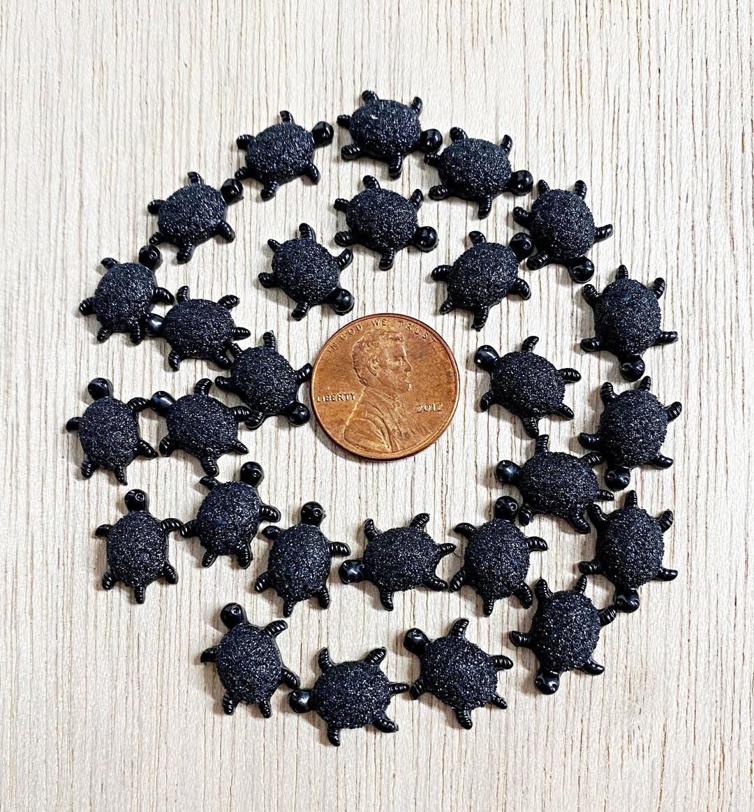 Tiny Turtle Cabochon, Tortoise, 12 or 20, Jet Black, Resin, Craft ...