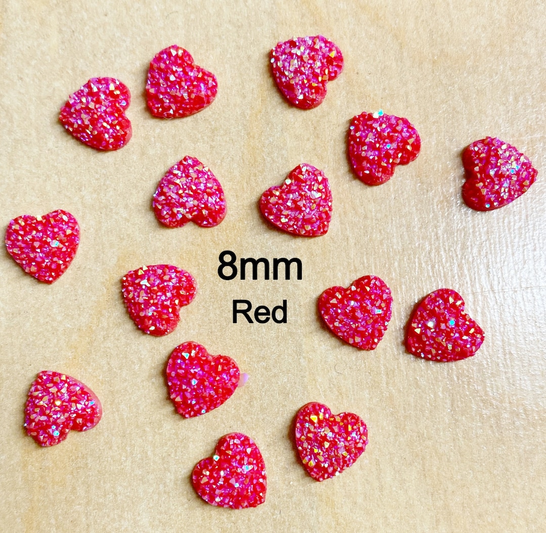 Mini Red Heart, Red Heart Nail Art, Pink Heart Cabochon, VERY SMALL ...