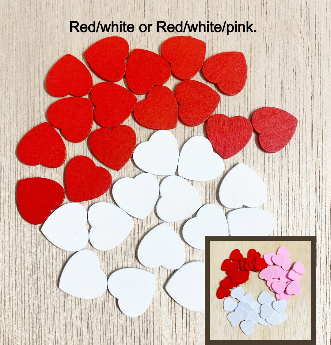 30 SMALL Wood Hearts, 11/16'' PINK is THICKER Than the Rest, Painted ...