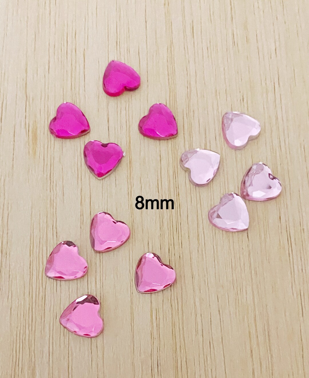Pink 8mm Heart, TINY, Heart Cabochon, Flat Back, Heart Embellishment ...