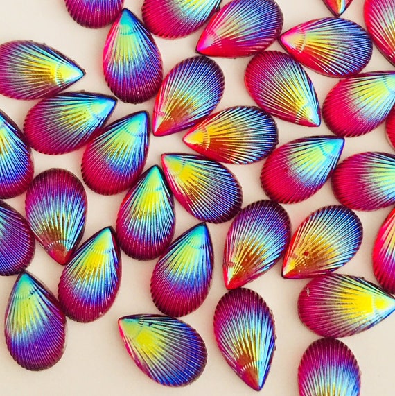 20 scale teardrop water drop mermaid nautical flat back sea | Etsy