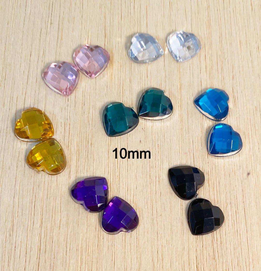 10mm Heart Flat Back, SMALL, 20 Pieces, Black Heart, Blue Heart Flat ...