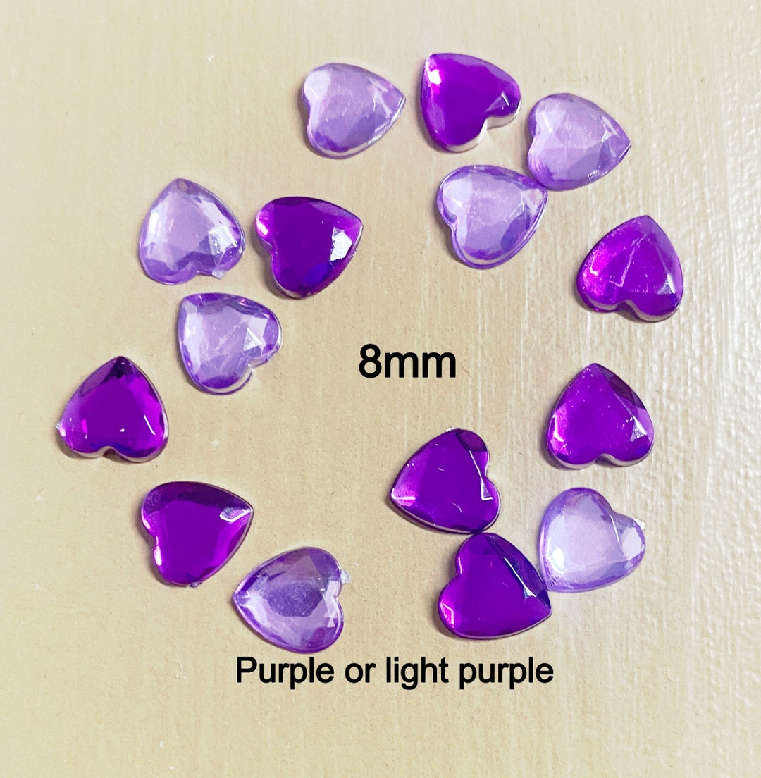 Purple 8mm Heart, TINY, Heart Cabochon, Flat Back, Heart Embellishment ...
