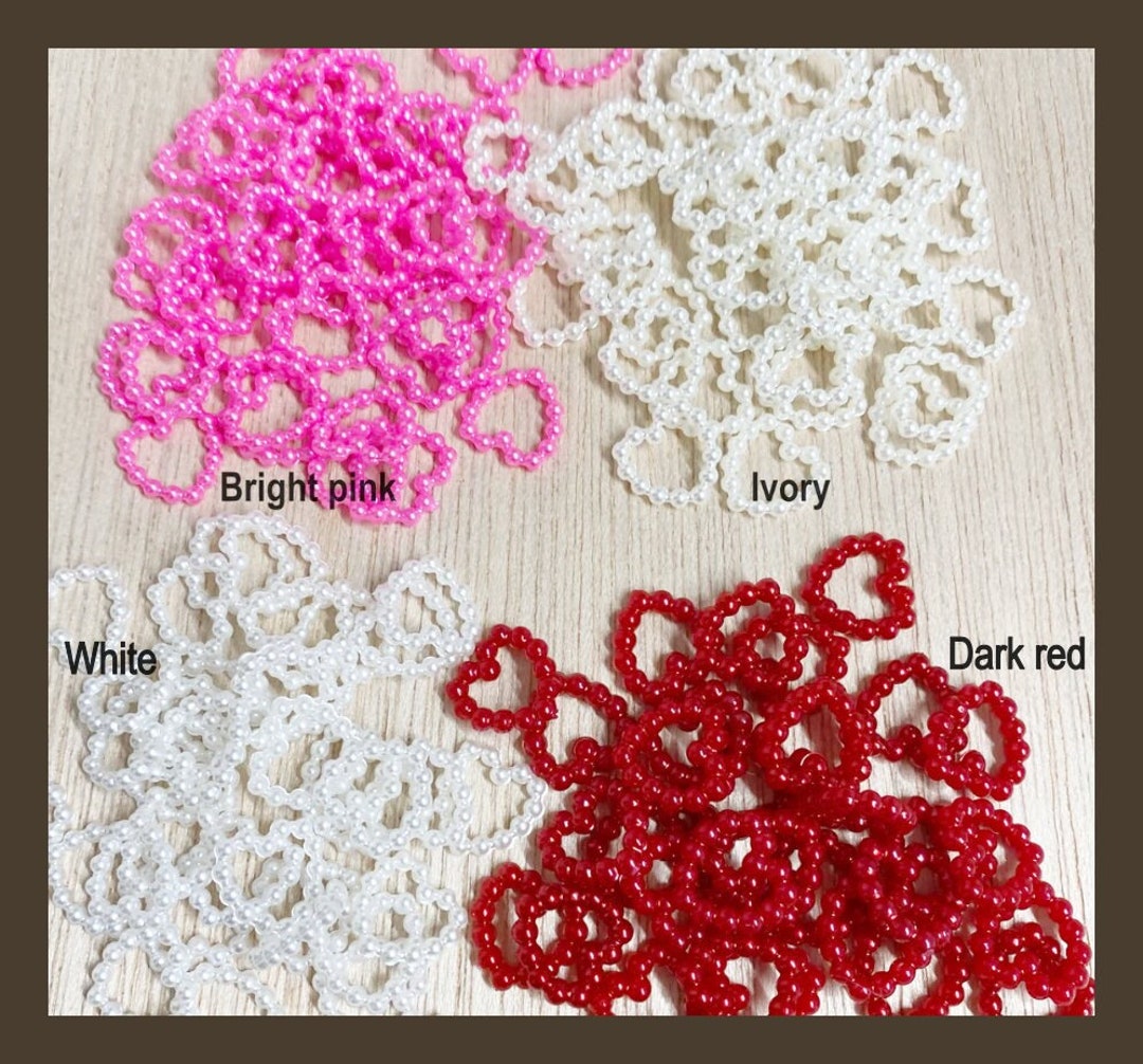 Small resin hollow heart, heart cabochon, heart flat back, white hearts ...