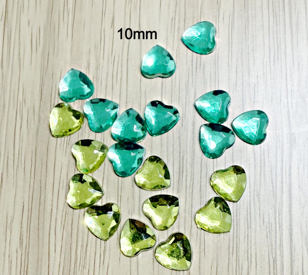 Green 10mm Heart, Flat Back, 20 Pieces, Acrylic, H45 - Etsy