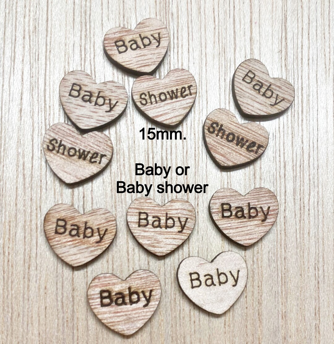 Mini Wood Heart, Baby Wood Heart, Baby Shower Wood Heart, 14*15mm, Baby ...