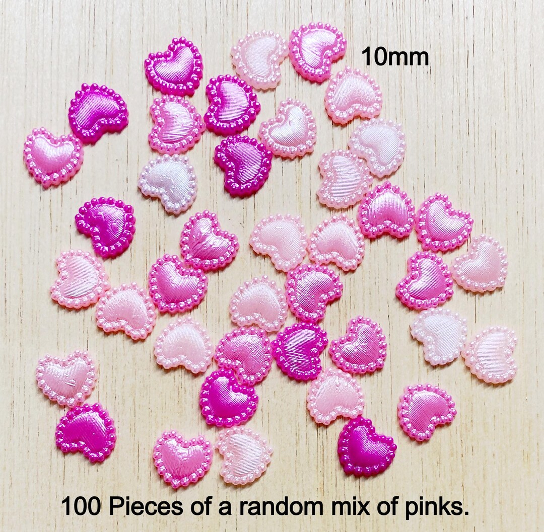 Mini Resin Heart, 100 Pink Heart Mix, SMALL, Mini Heart Cabochon, 3/8 ...