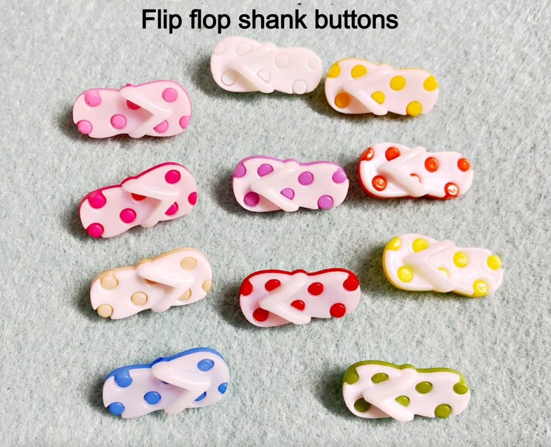 10 Small Flip Flop Shank Button, Sewing, PLASTIC, One Hole, Back Hole ...