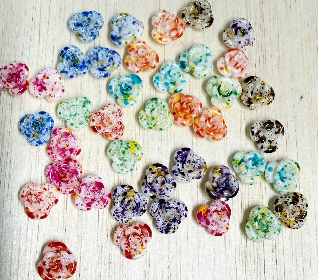 8mm Flower Cabochon, Small, Resin, Flat Back, 40 Piece Mix, F72 - Etsy