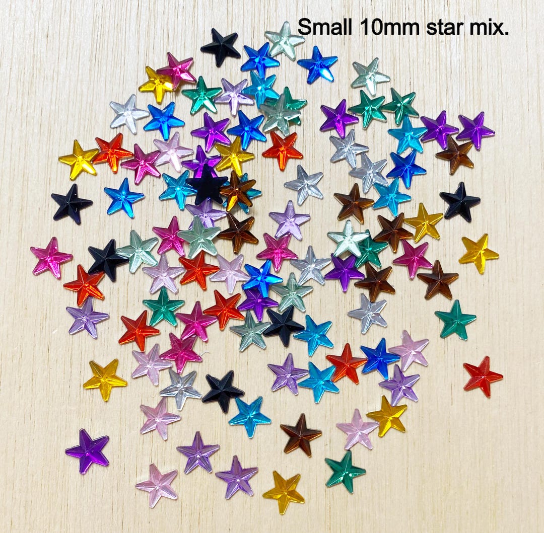 10mm Acrylic Star, Star Cabochon, Mix, 10mm, Small, Cabochon, 104 Piece ...