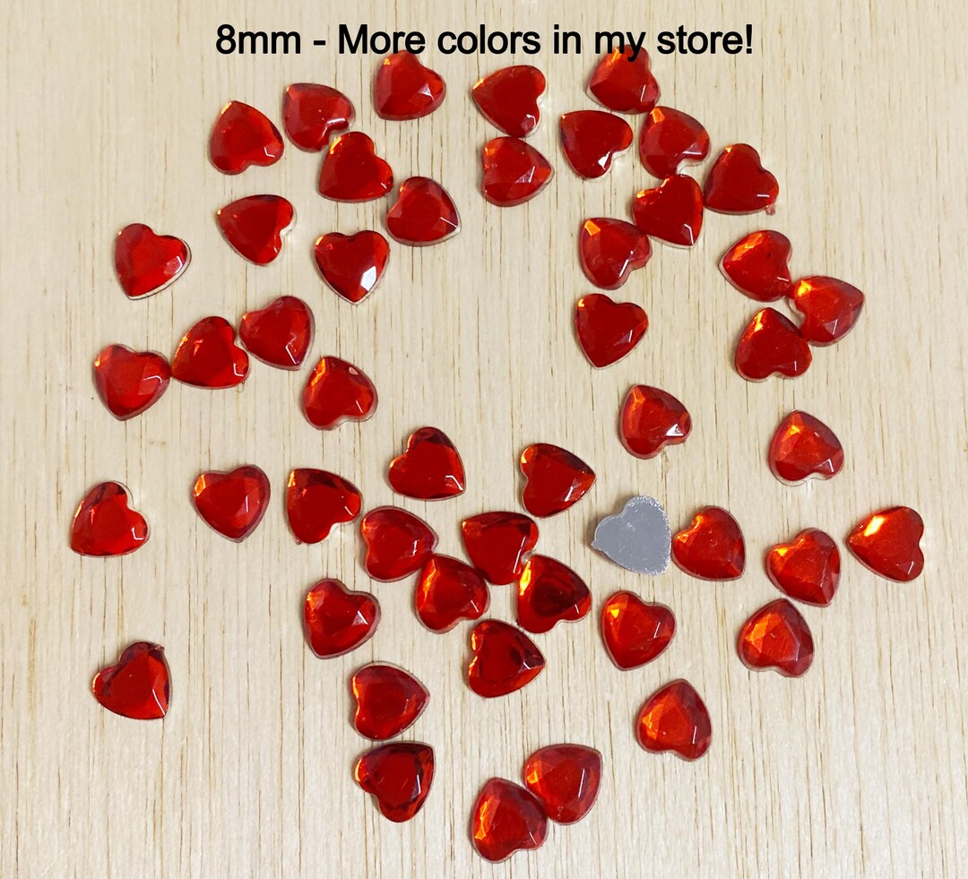 Red 8mm Heart, TINY, Heart Cabochon, Flat Back, Heart Embellishment ...