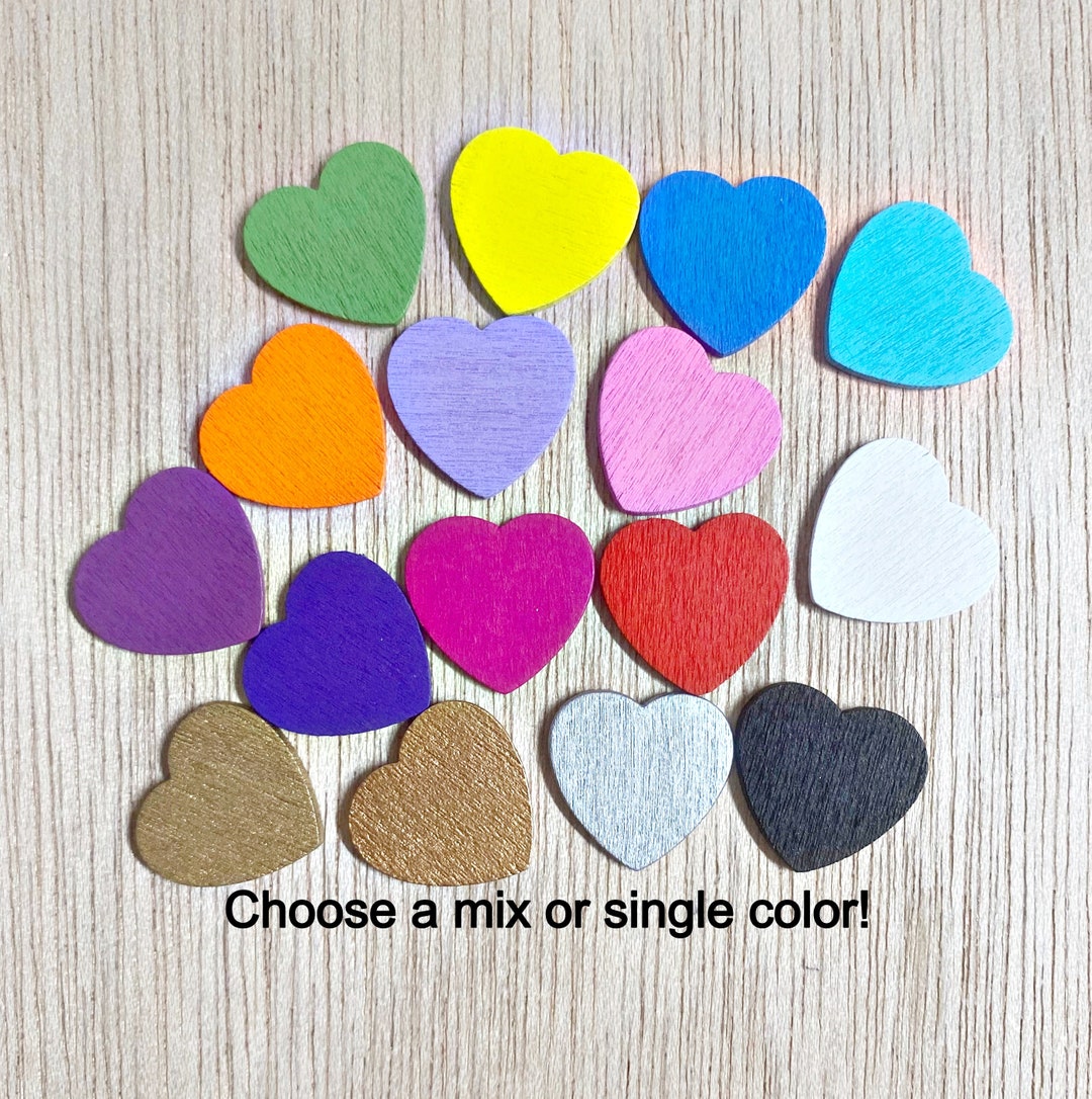 25 SMALL Wood Hearts, 11/16'' Painted, Heart Shaped Art Supply, Crafts ...