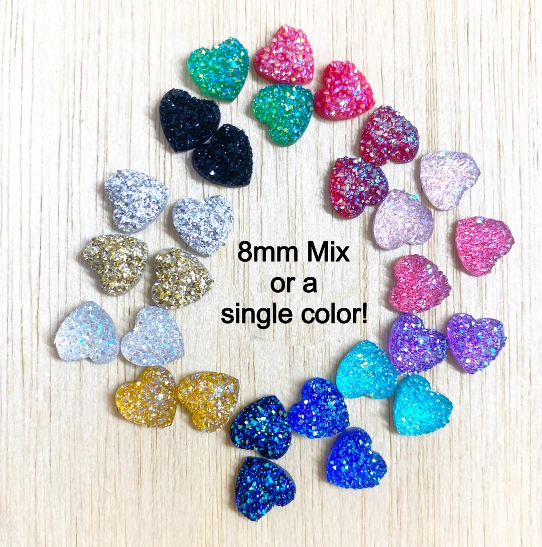 8mm Glitter Resin Hearts, Flat Back, Craft Supplies, H49 - Etsy