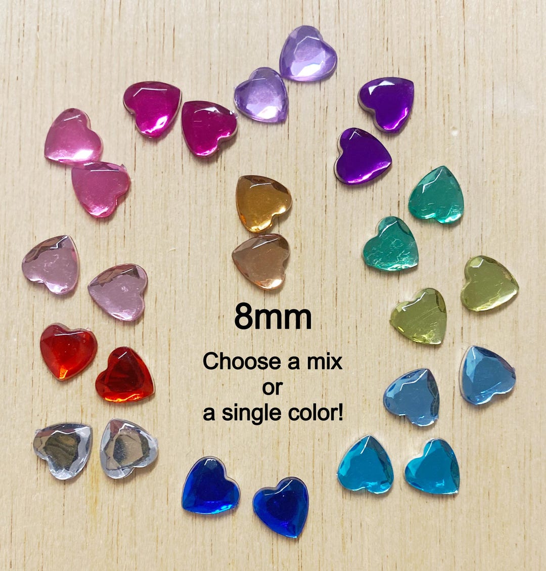 Blue 8mm Heart, TINY, Heart Cabochon, Flat Back, Heart Embellishment ...