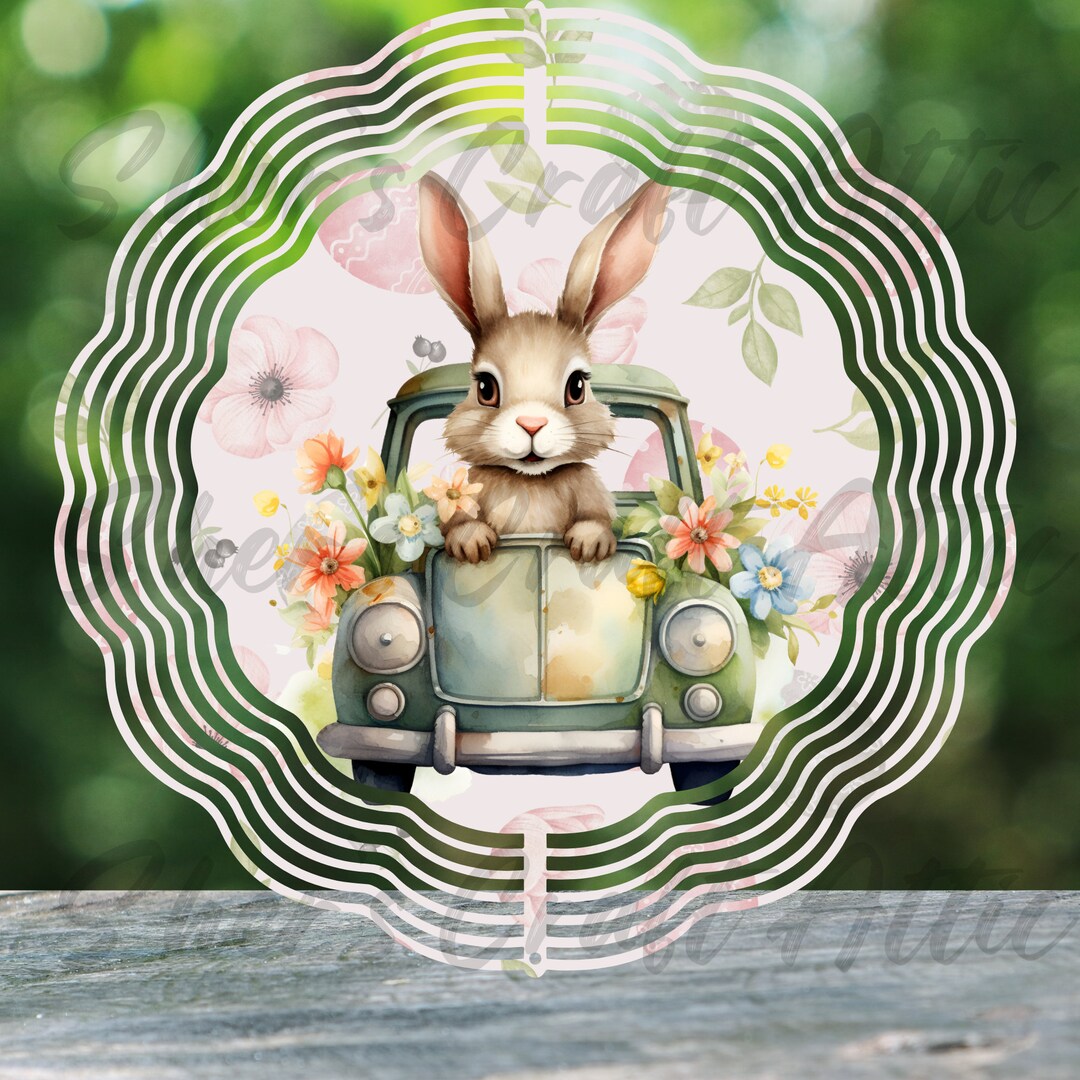 Spring Floral Rabbit 10-inch Metal Wind Spinner: Unique & Durable ...