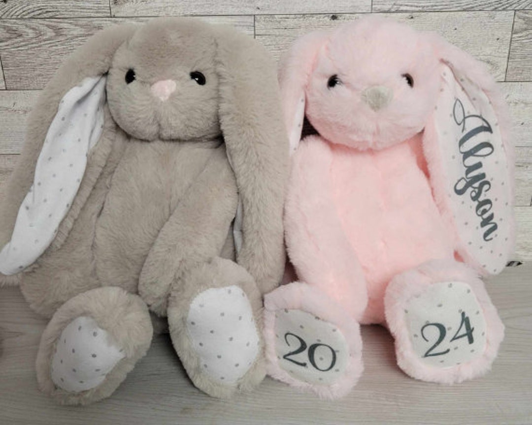 Personalized Plush Bunny Stuffed Animal Customized Name & Birth Date ...