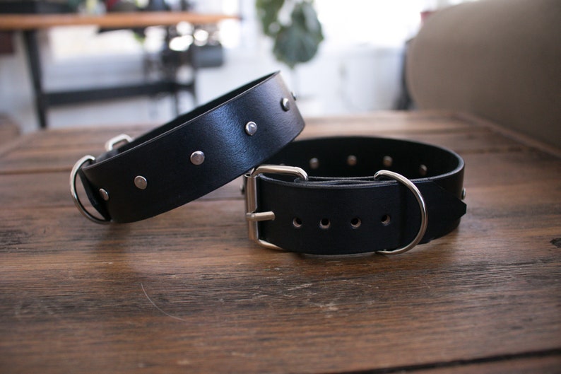 Hand Dyed Black Leather BDSM Studded Bicep Cuffs Armbands - Etsy