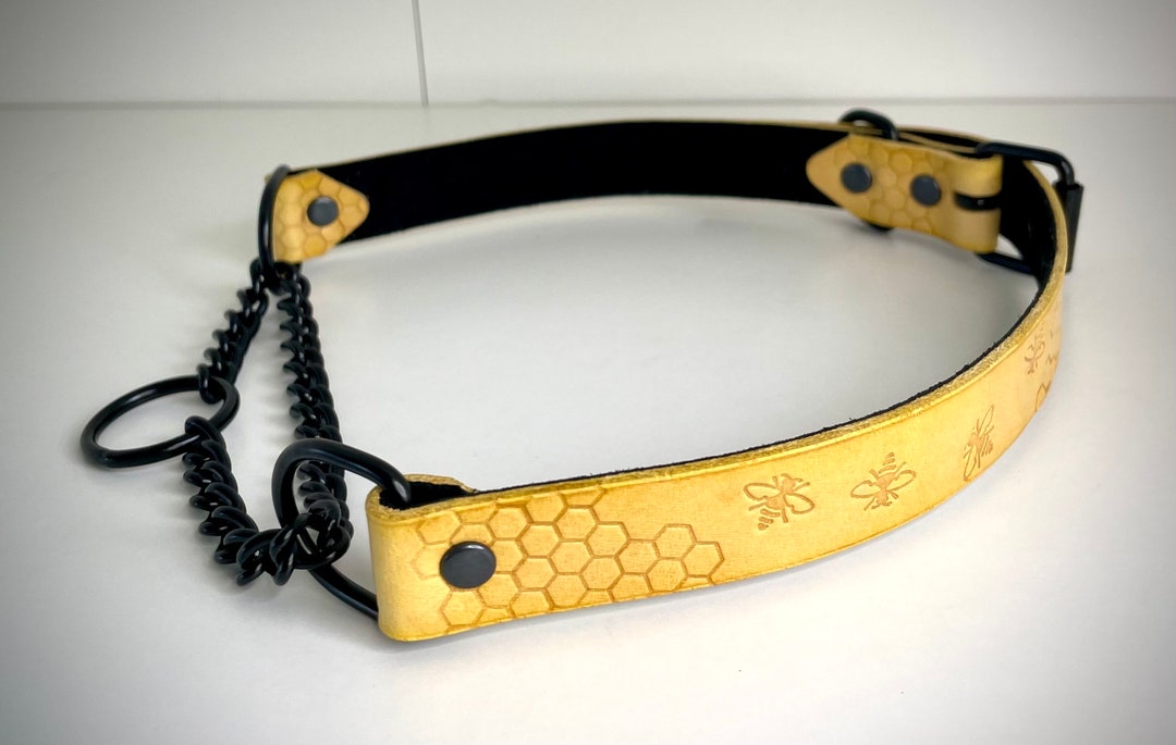 Handcrafted Yellow Leather Honeybee and Honeycomb BDSM Martingale ...