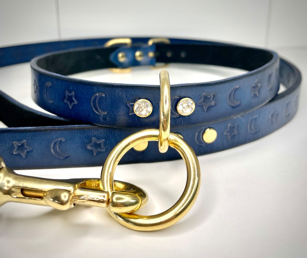 Handcrafted Blue Leather BDSM Submissive Stars and Moons Kink Fetish ...