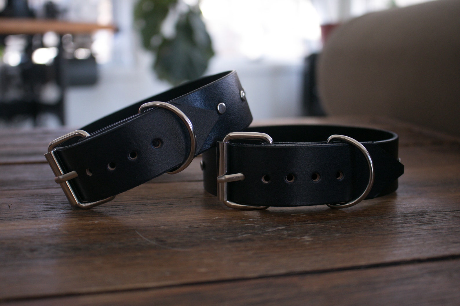Hand Dyed Black Leather BDSM Studded Bicep Cuffs Armbands - Etsy