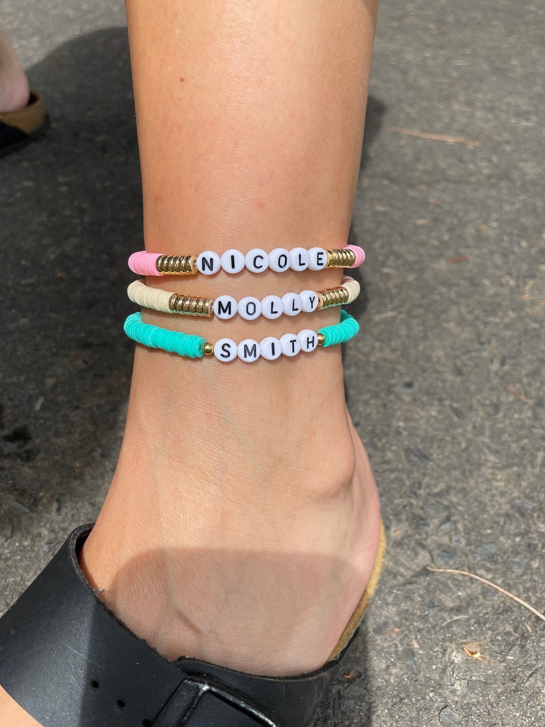 Custom Name Heishi Anklet Heishi Beads Beaded Anklet Gold Anklet ...