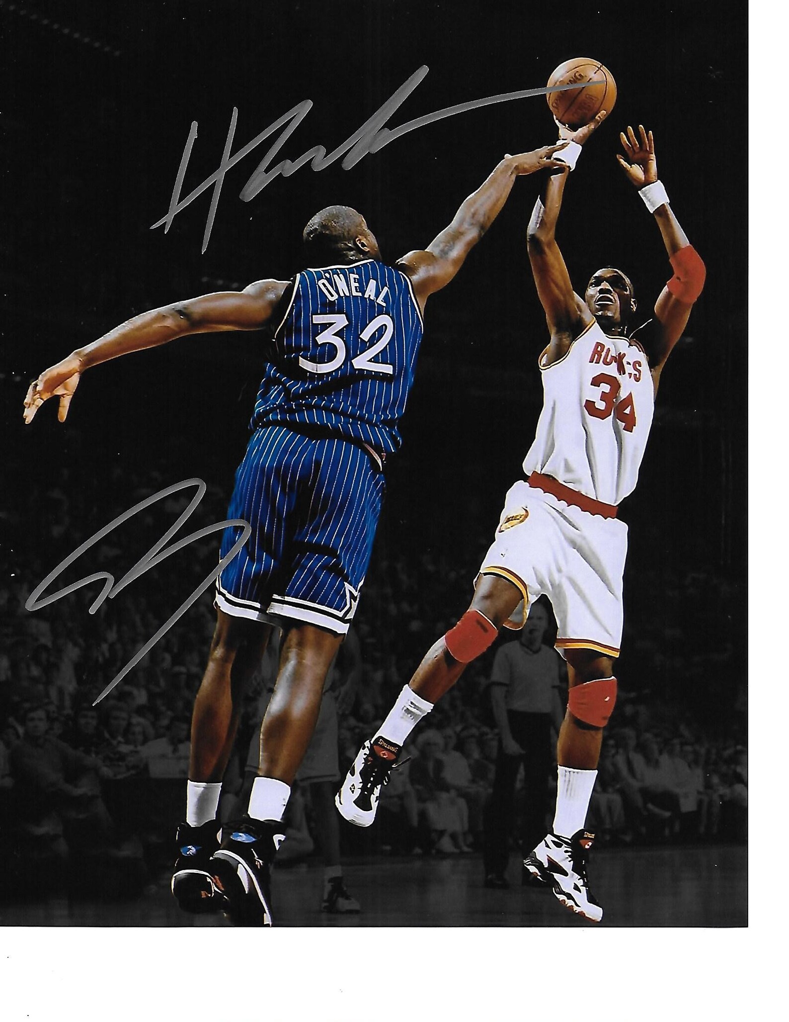 Dual Hall of Fame Basketball Greats SHAQ and HAKEEM Autographed 8x10 ...