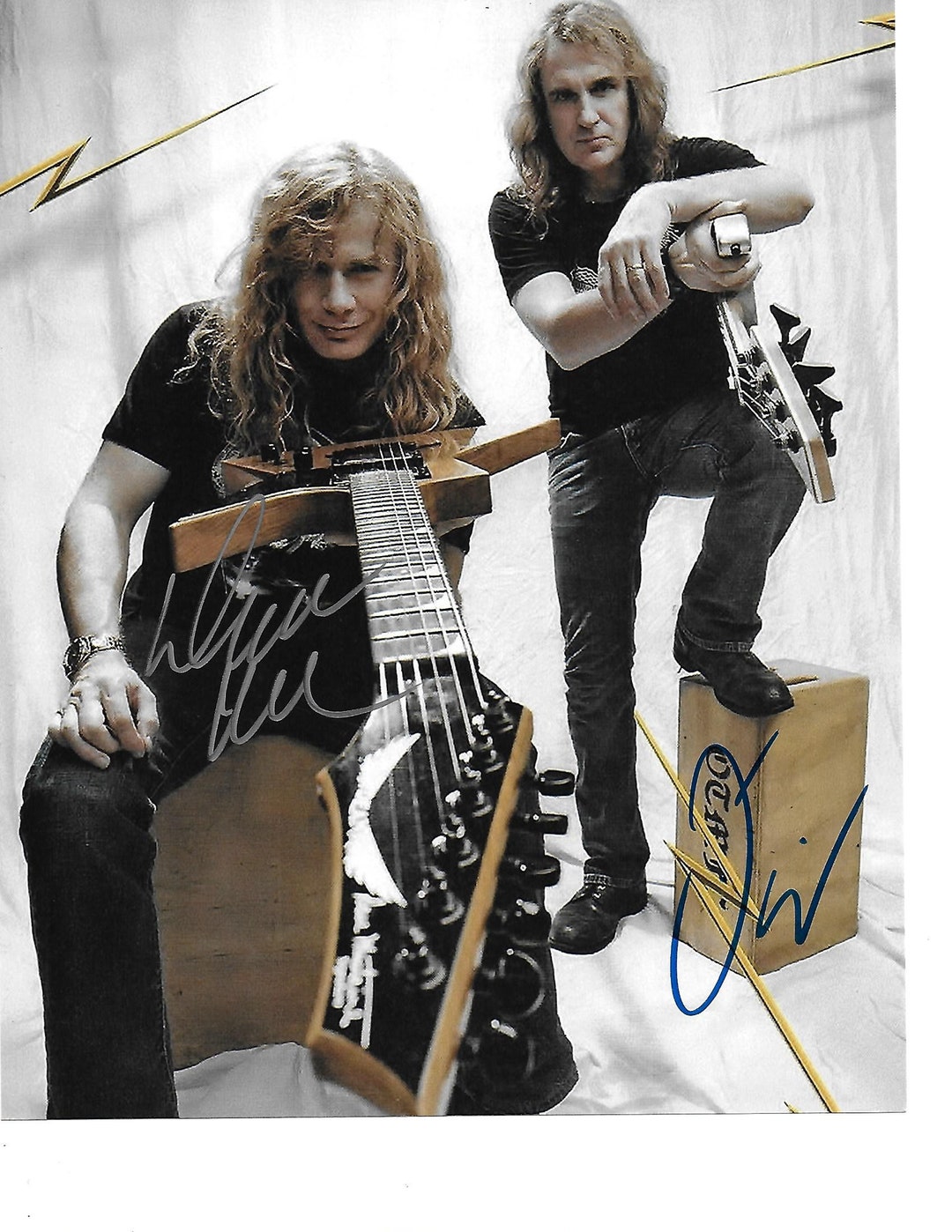 Heavy Metal Rockers Dave Mustaine and David Ellefson Dual Signed 8x10 ...