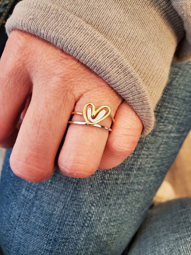 Two Hearts Ring - Etsy
