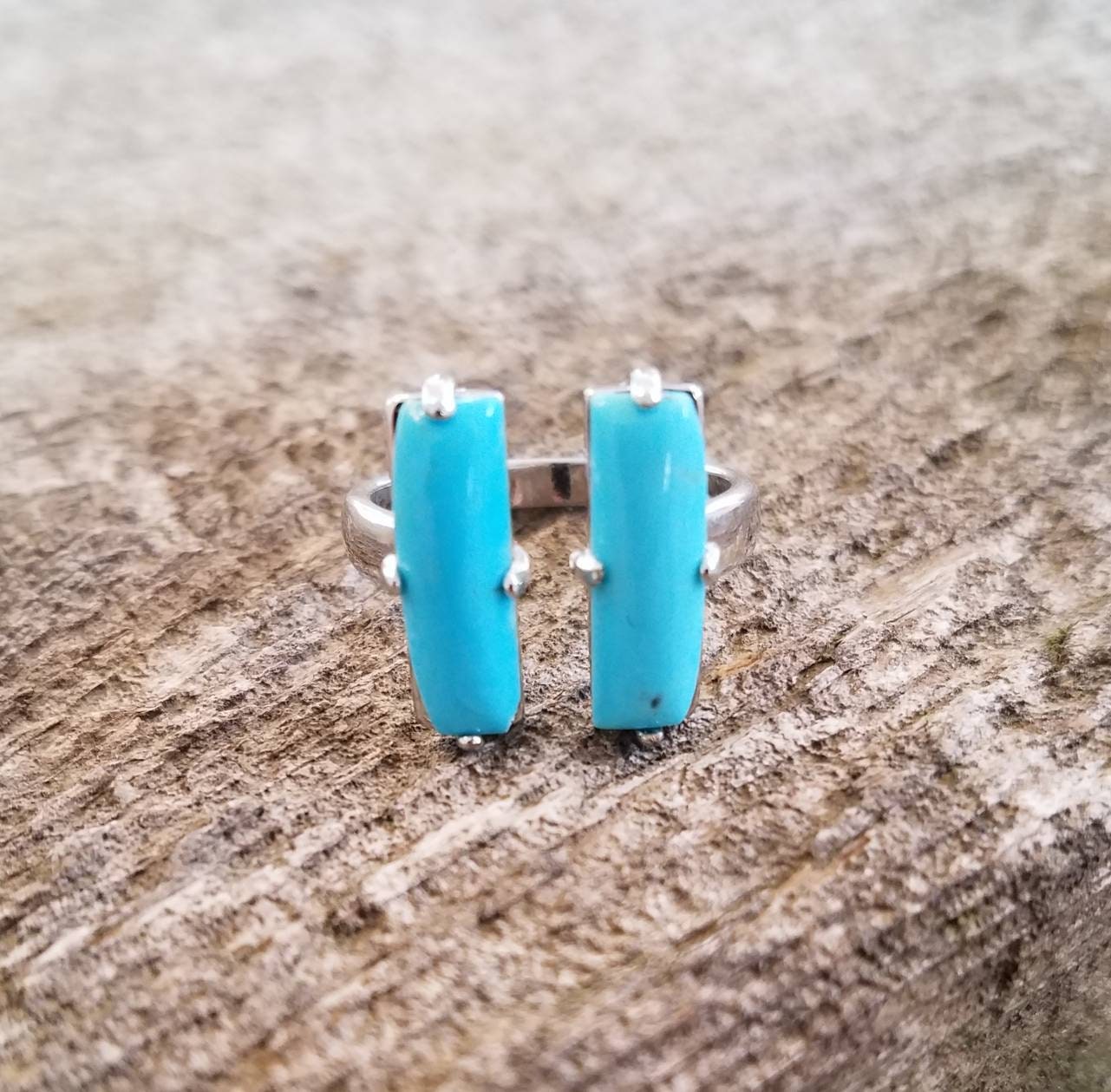 Double Bar Turquoise Ring | Etsy