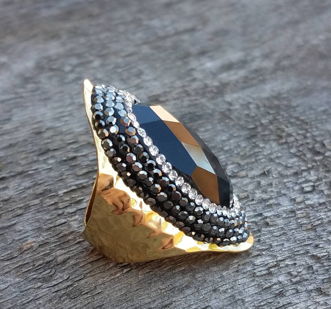 Black Agate Ring - Etsy