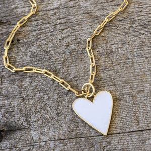 White Heart Necklace - Etsy