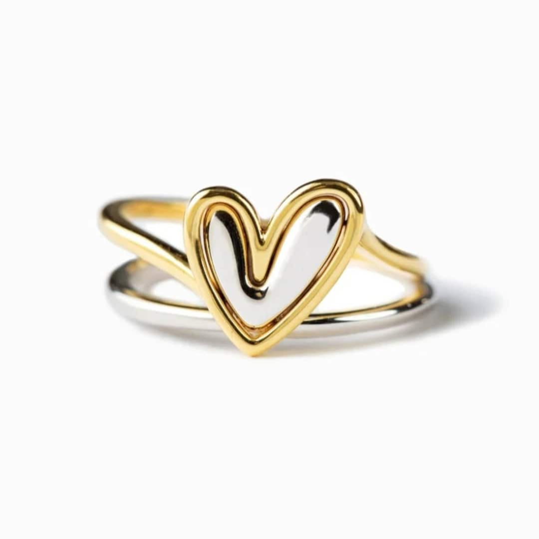 Two Hearts Ring - Etsy