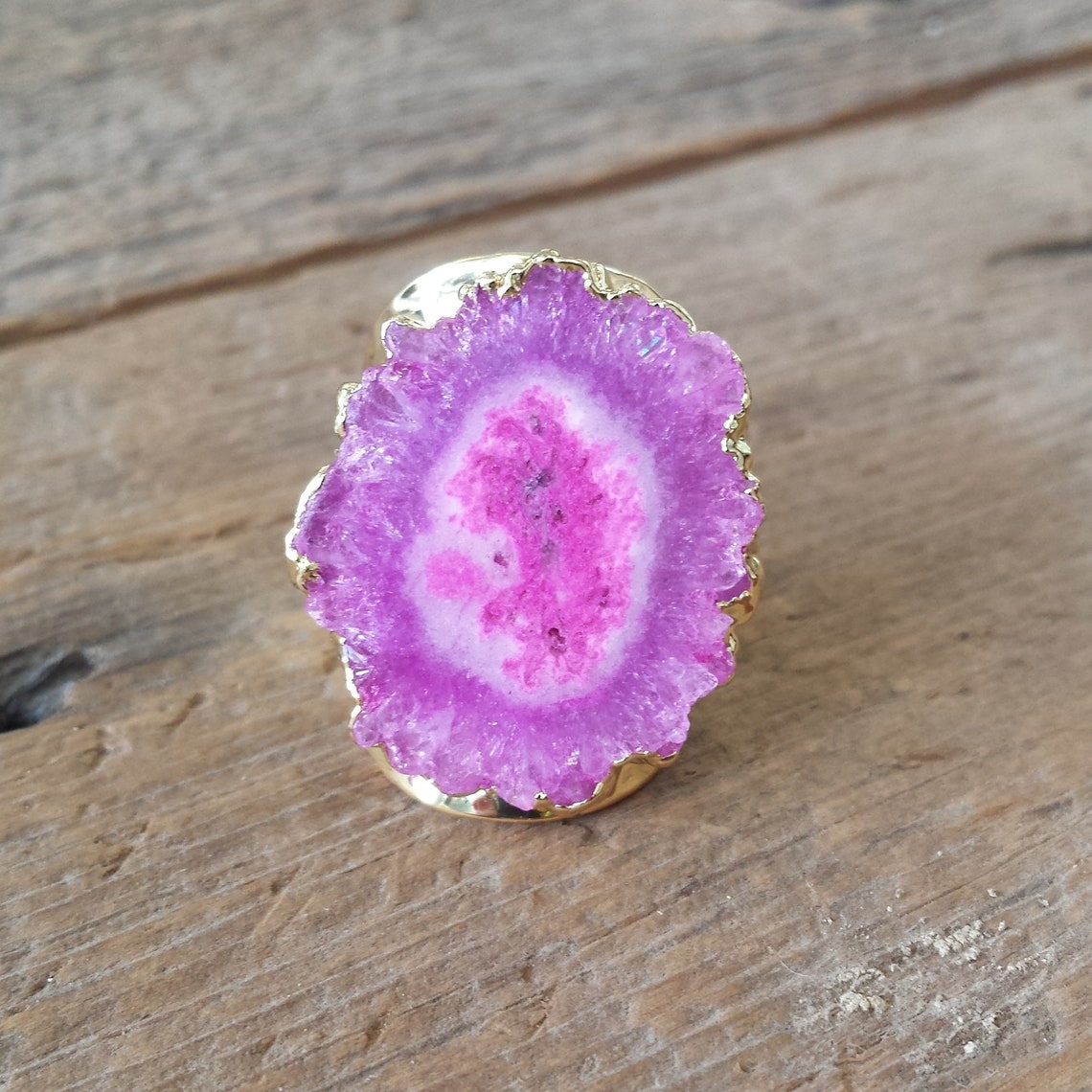 Pink Solar Quartz Ring | Etsy