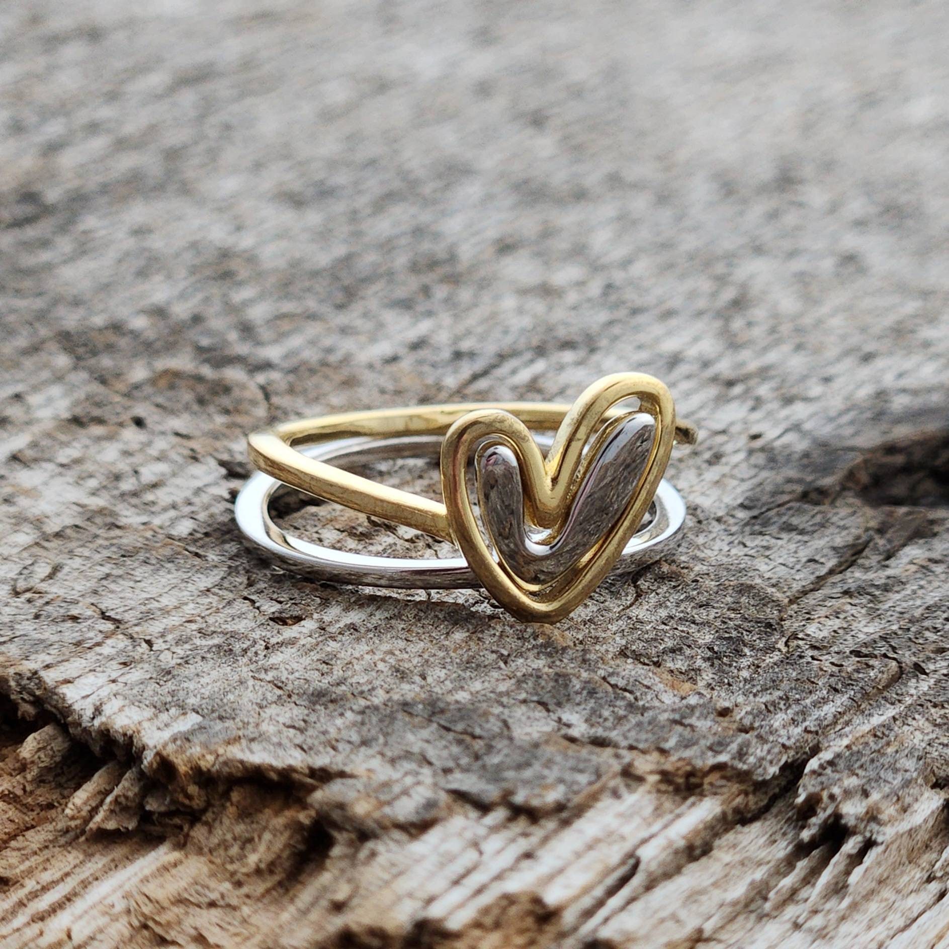 Two Hearts Ring - Etsy