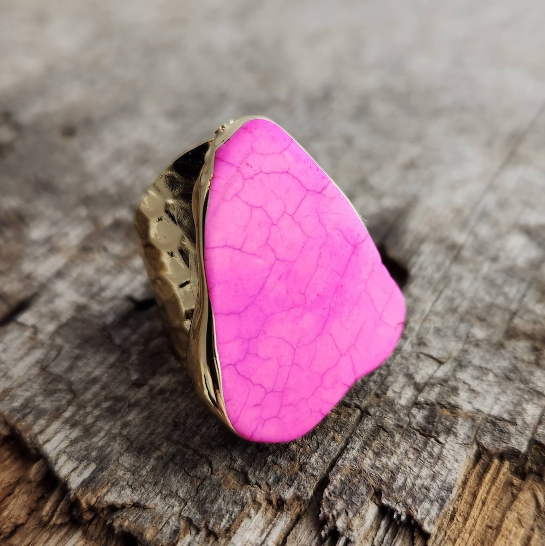 Pink Howlite Slab Ring - Etsy